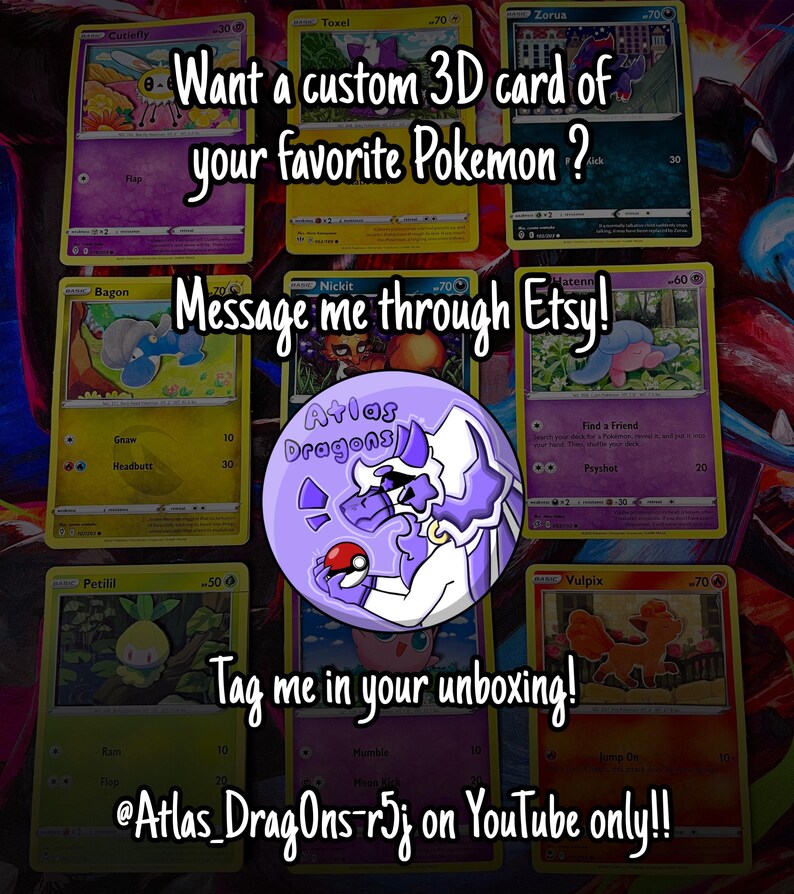Handmade 3D Pokemon Cards || Pokemon Fanart Cards - Etsy