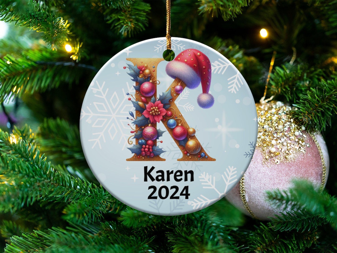 Personalized Letter K Christmas Ornament, Custom Name Holiday Decor ...
