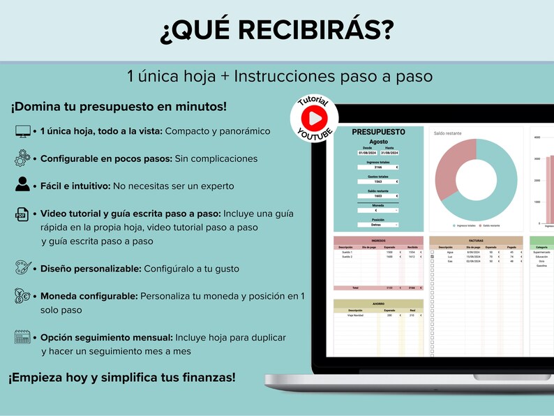 Spanish Budget Planner: Simple Google Sheets Finance Tracker - Etsy