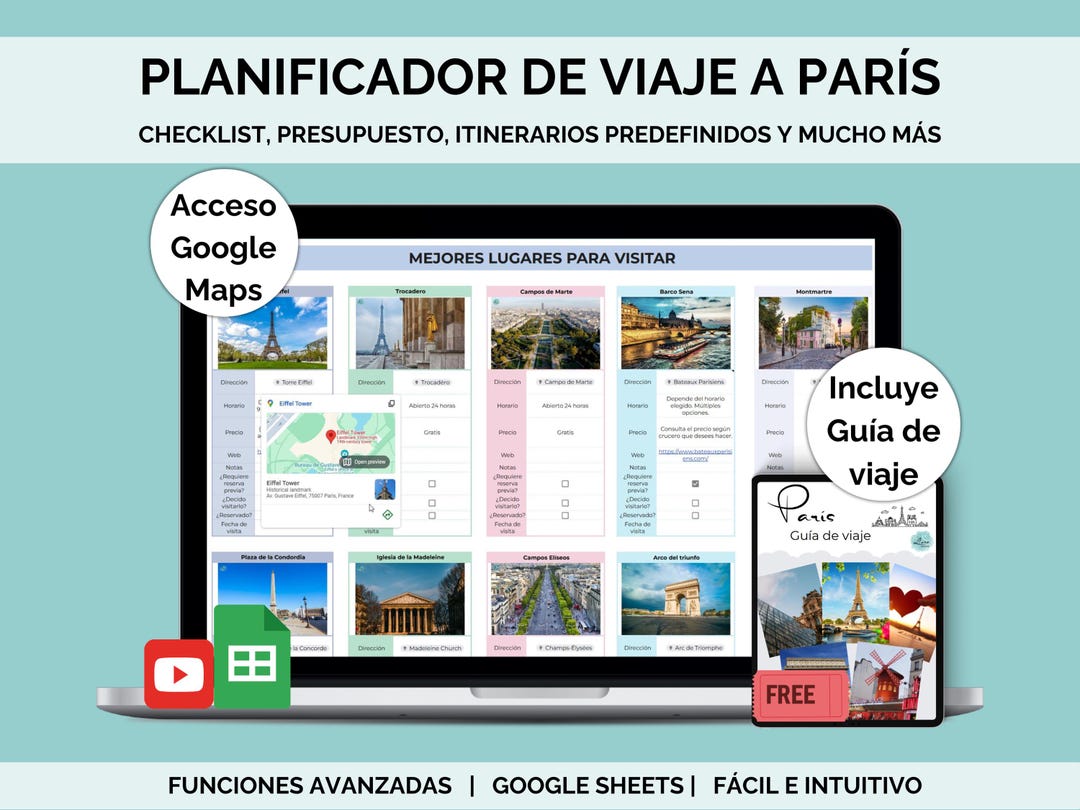 Paris Travel Planner Template, Planner for Travelling Itinerary ...