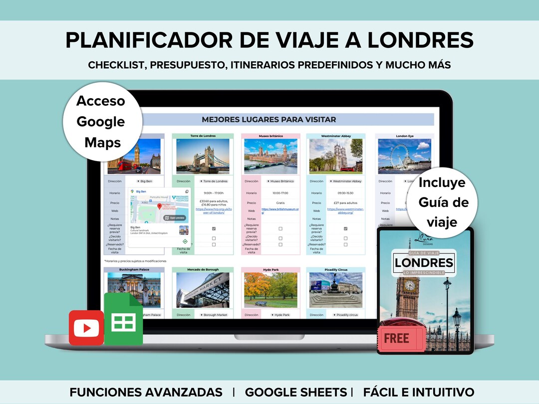 London Travel Planner Template, Planner for Travelling Itinerary ...