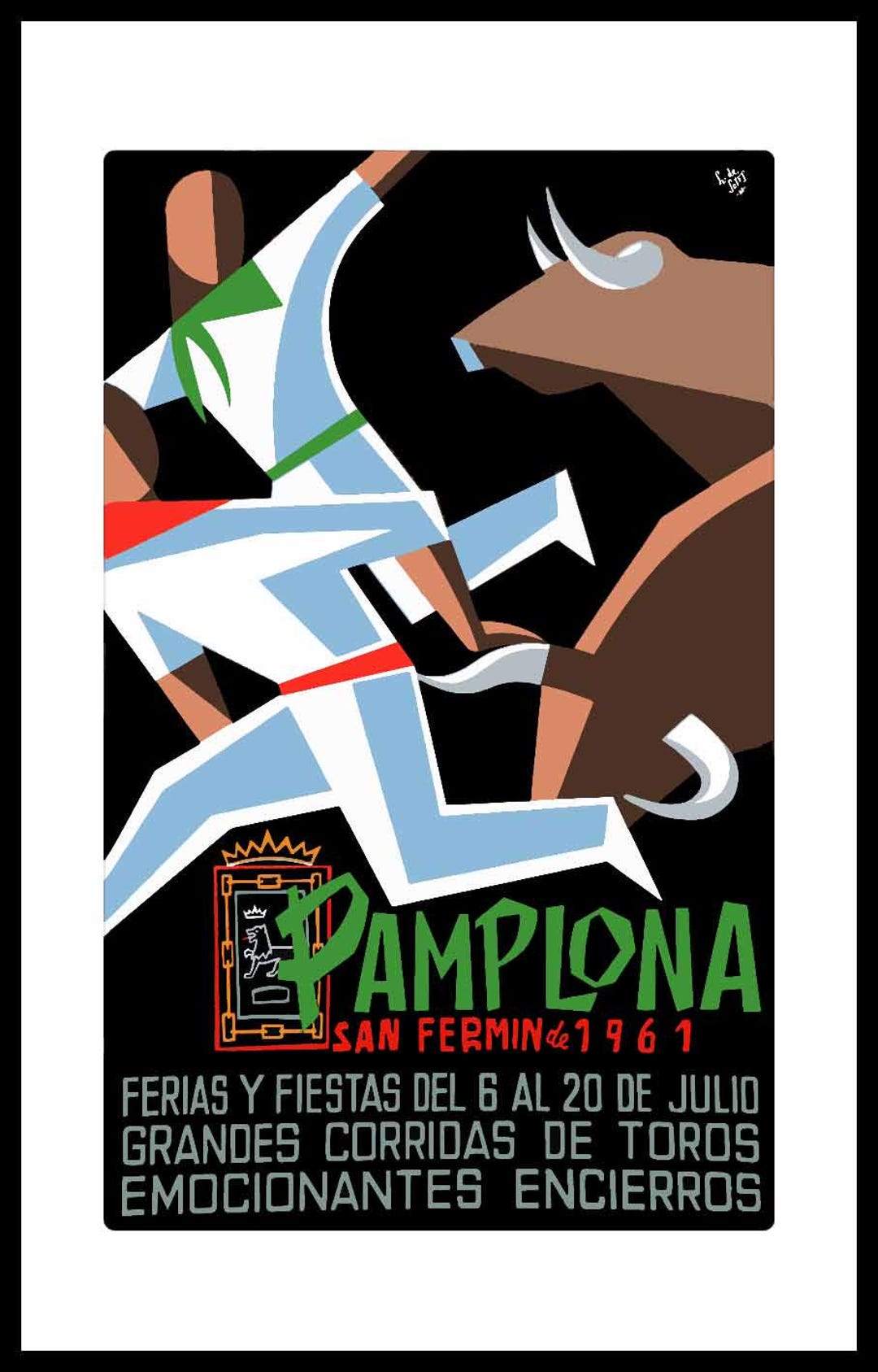 Poster Bullfight Toros Bullfight San Fermin 1961 Pamplona - Etsy