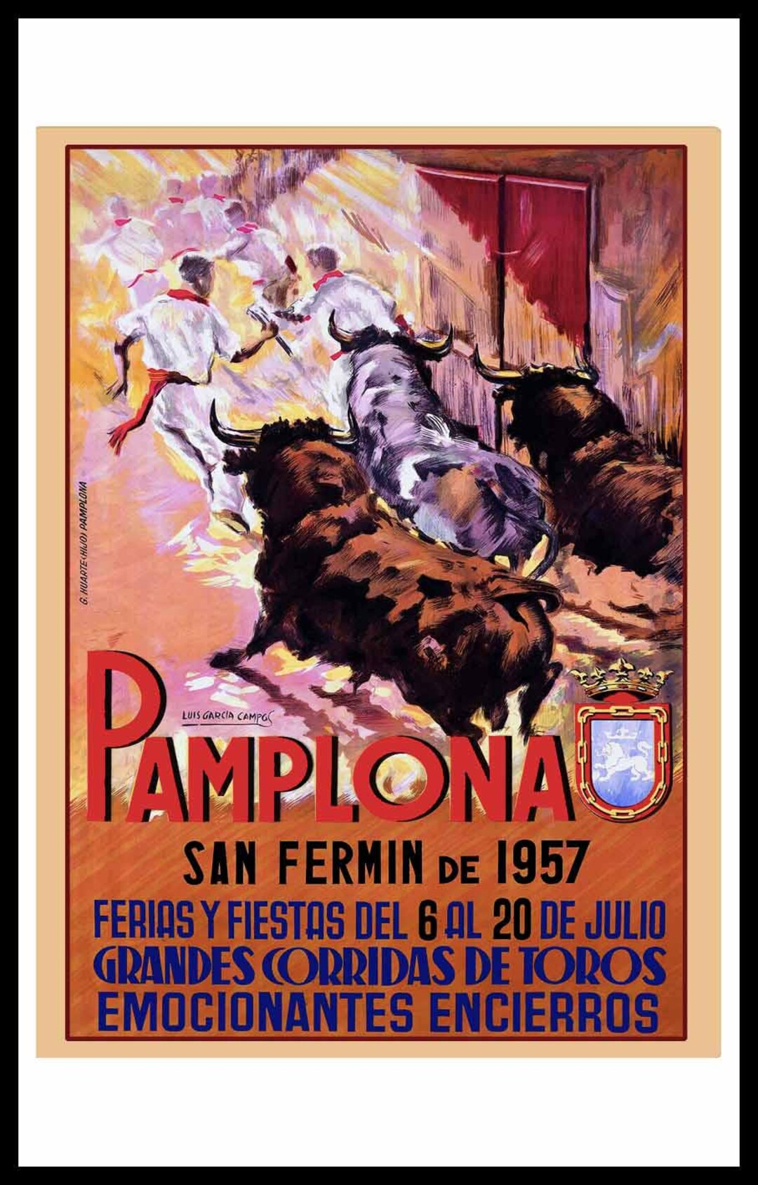 Poster Corrida Toros Bullfight San Fermin 1957 Pamplona - Etsy