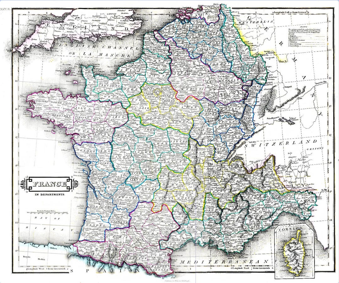 Poster Poster France Old Map Old Map - Etsy