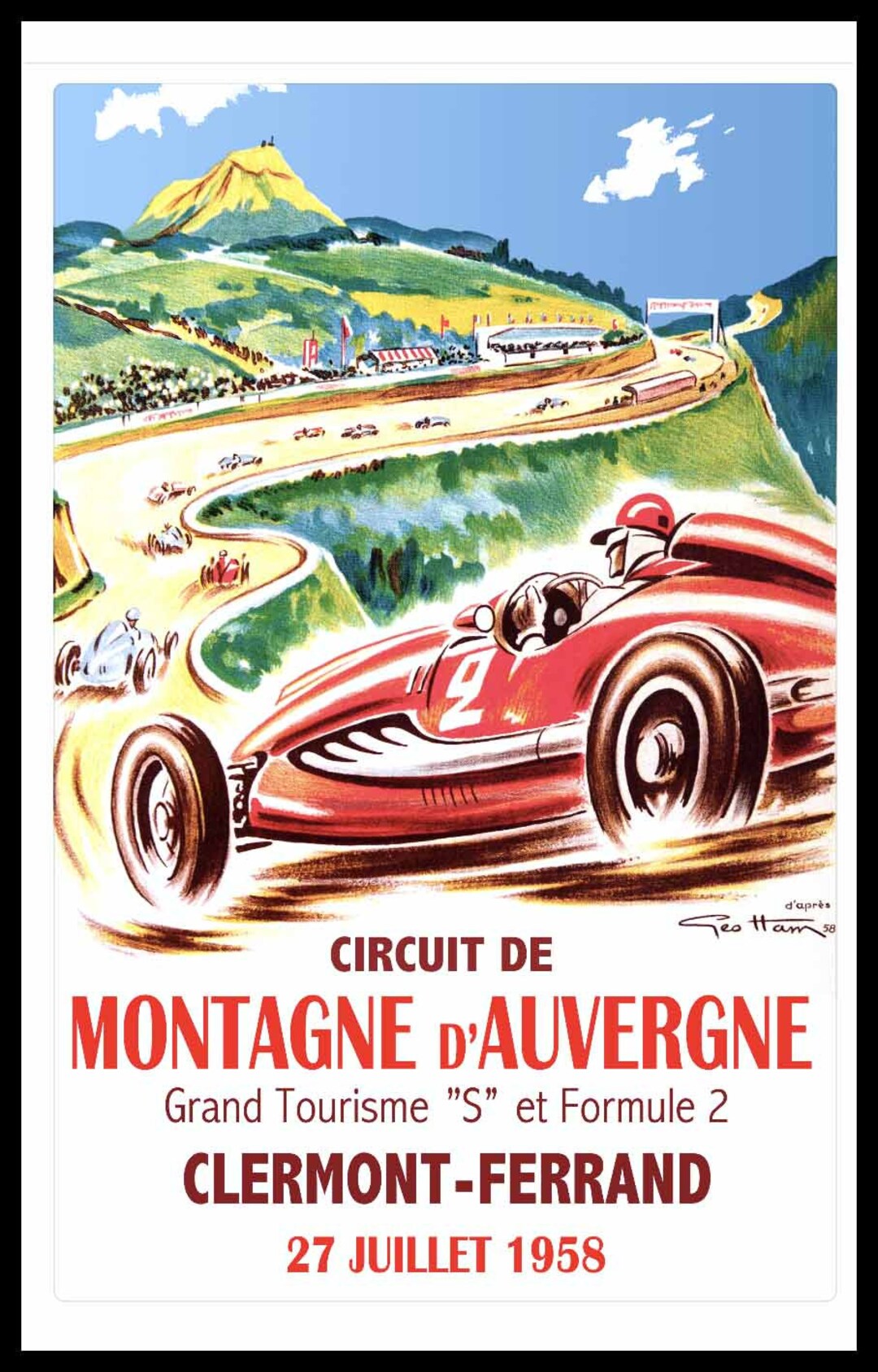 Poster Poster Circuit Auvergne 1958 - Etsy