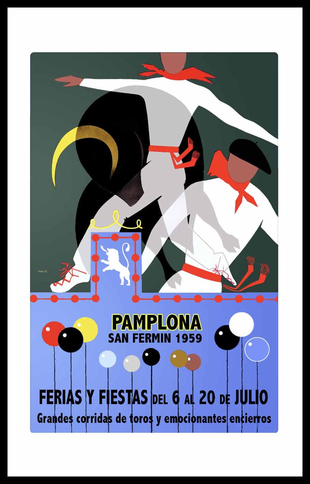 Poster Bullfight Toros Bullfight San Fermin 1959 Pamplona - Etsy