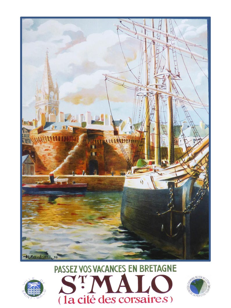 Poster Poster Brittany Emerald Coast Saint Malo - Etsy