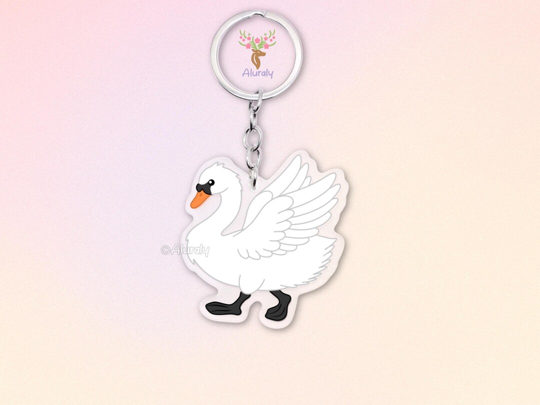 Swan Acrylic Keychain, Cute Cartoon Swan Charm, Bird Lover Gift, Bird ...