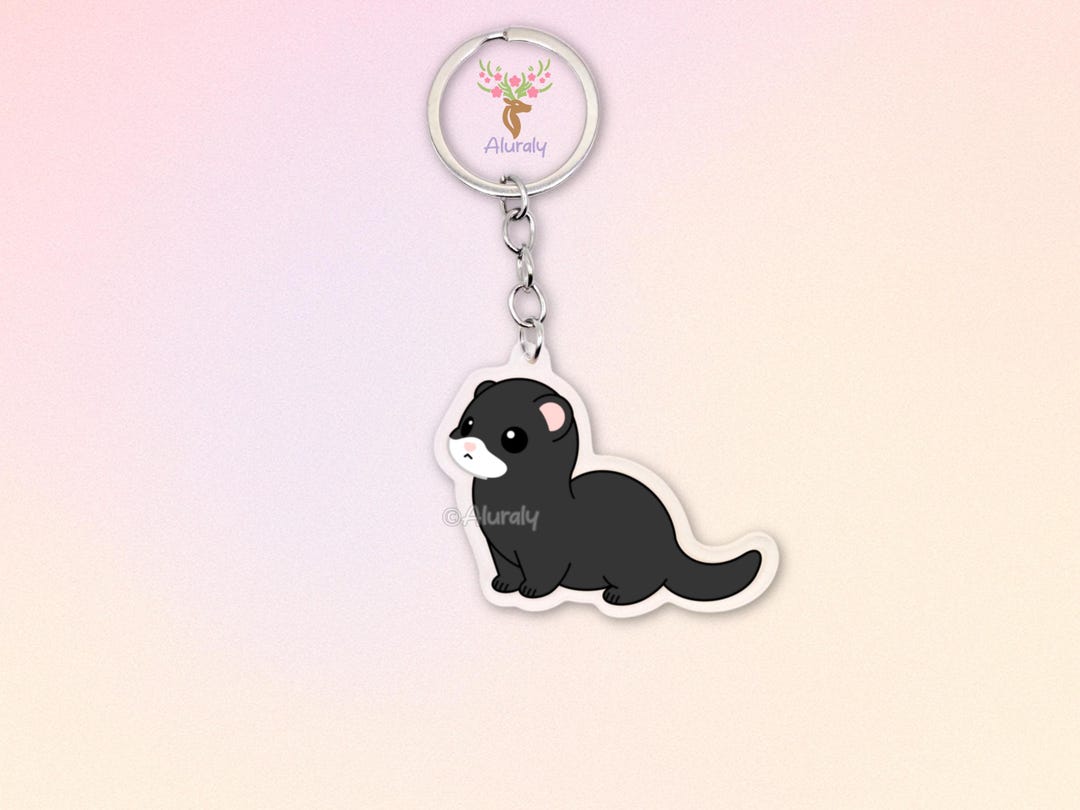 Sable Ferret Acrylic Keychain, Cute Cartoon Ferret Charm, Animal Lovers ...