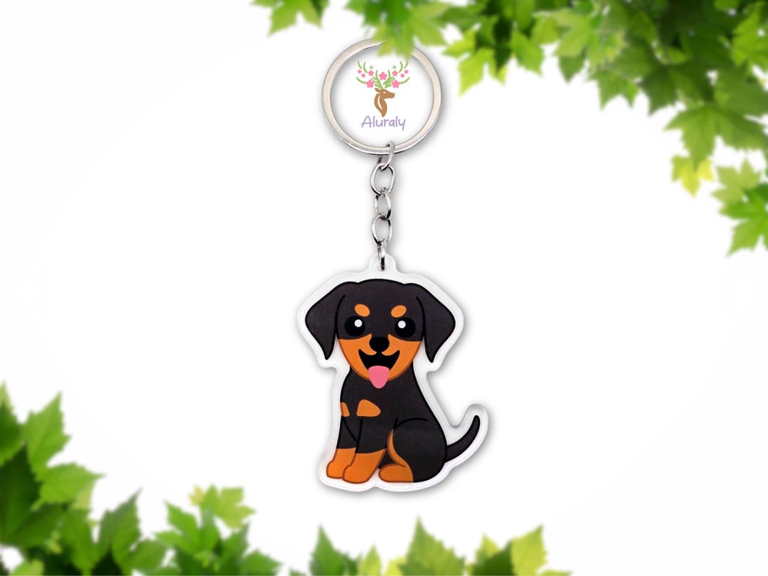 Doberman Dog Acrylic Keychain, Cute Cartoon Dog Charm, Pet Lover Gift ...