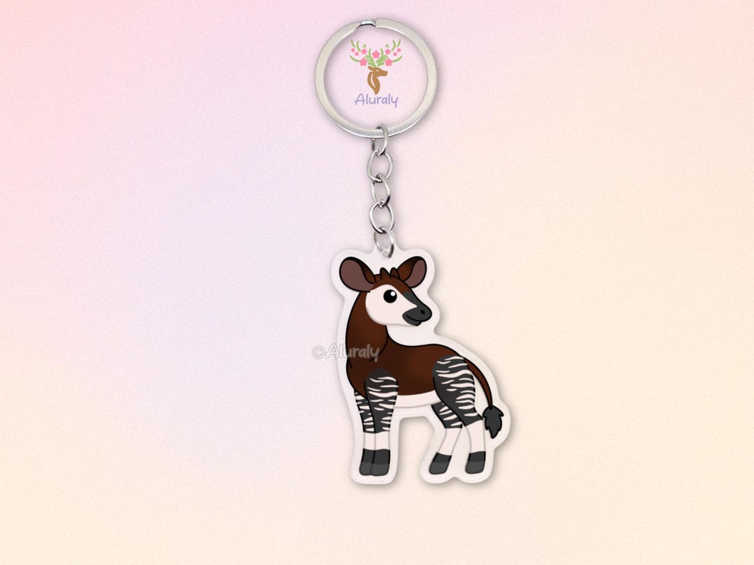 Okapi Acrylic Keychain, Cute Cartoon Okapi Charm, Animal Lovers Gift ...