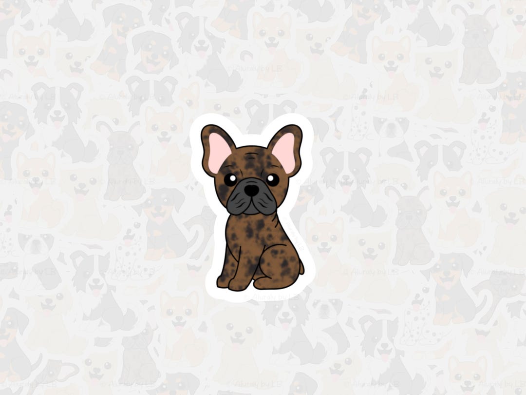 Brindle French Bulldog Vinyl Sticker, Waterproof Dog Sticker, Cute ...