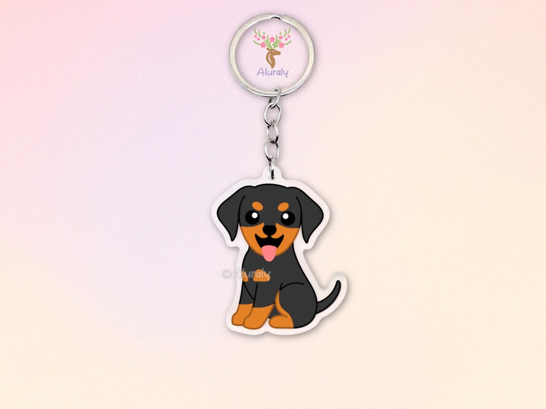 Doberman Dog Acrylic Keychain, Cute Cartoon Dog Charm, Pet Lover Gift ...