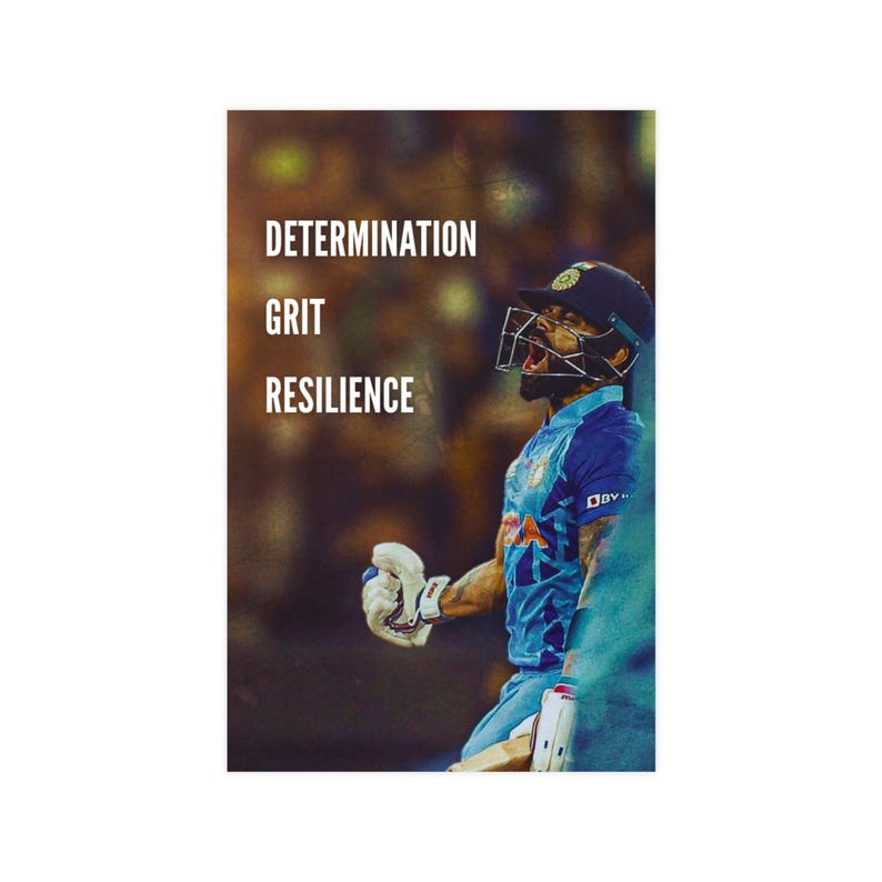 Motivational Cricket Poster, Virat Kohli Wall Art, Determination Grit ...