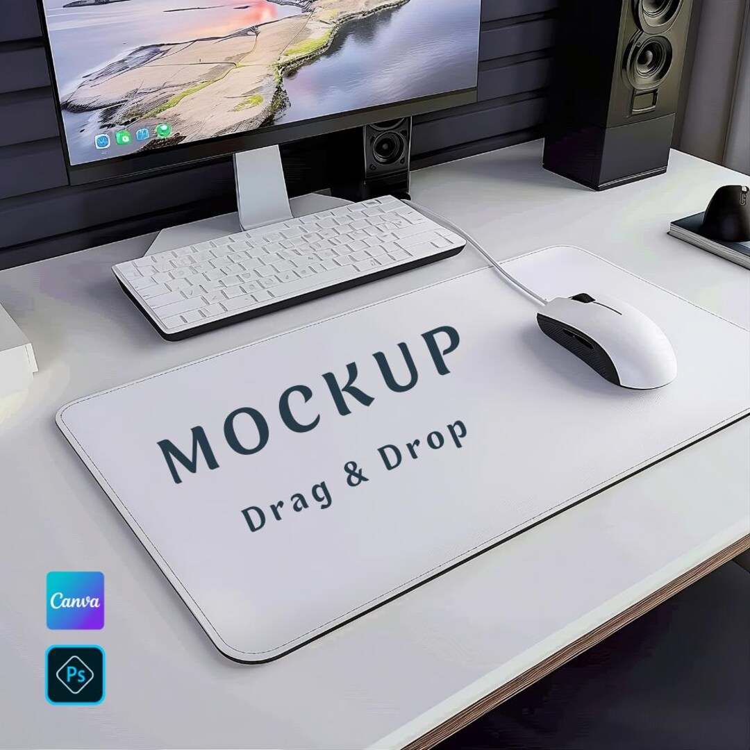 Mockup Mousepad, Mockup Desk Pad, Mockup Desk Mat. Drag & Drop, Canva ...