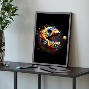 Vintage Multicolour Pac-man Poster, Retro Design, Gaming, Art, Bedroom ...