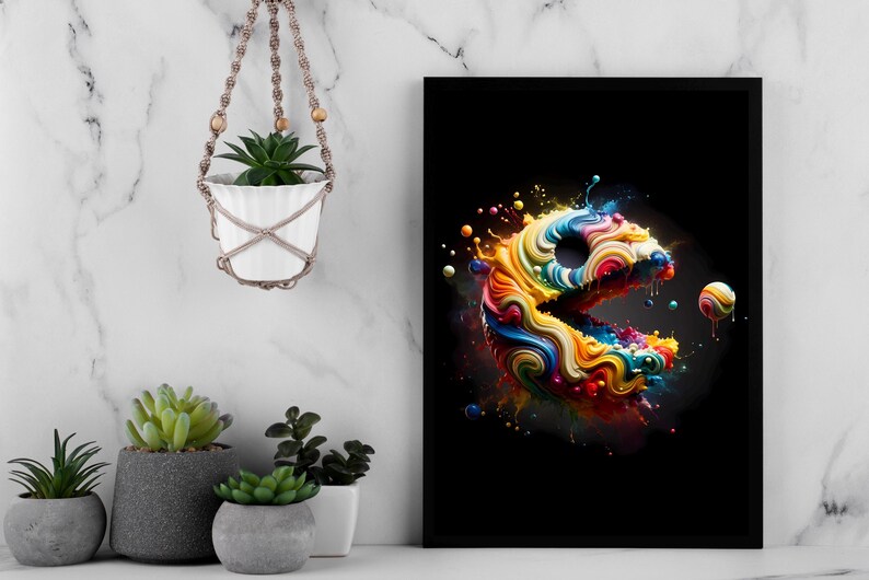 Vintage Multicolour Pac-man Poster, Retro Design, Gaming, Art, Bedroom ...