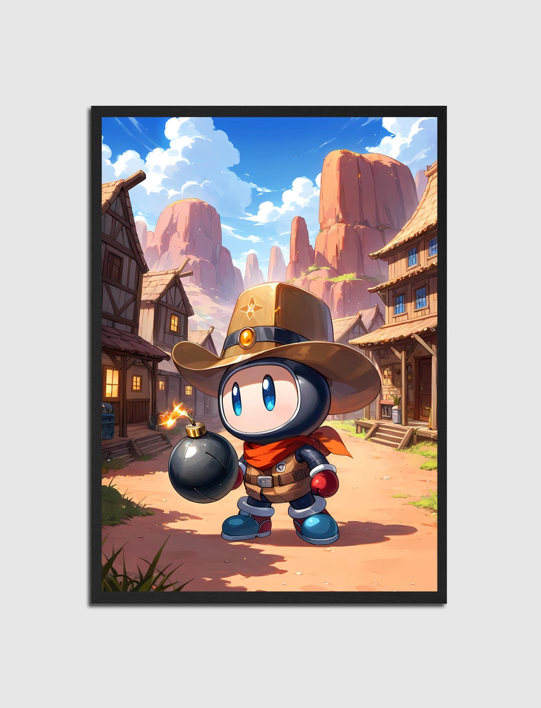 Bomberman Wild West Poster, Japanese Anime Print, Art, Bedroom, Lounge ...
