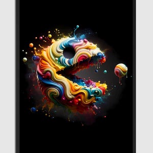 Vintage Multicolour Pac-man Poster, Retro Design, Gaming, Art, Bedroom ...