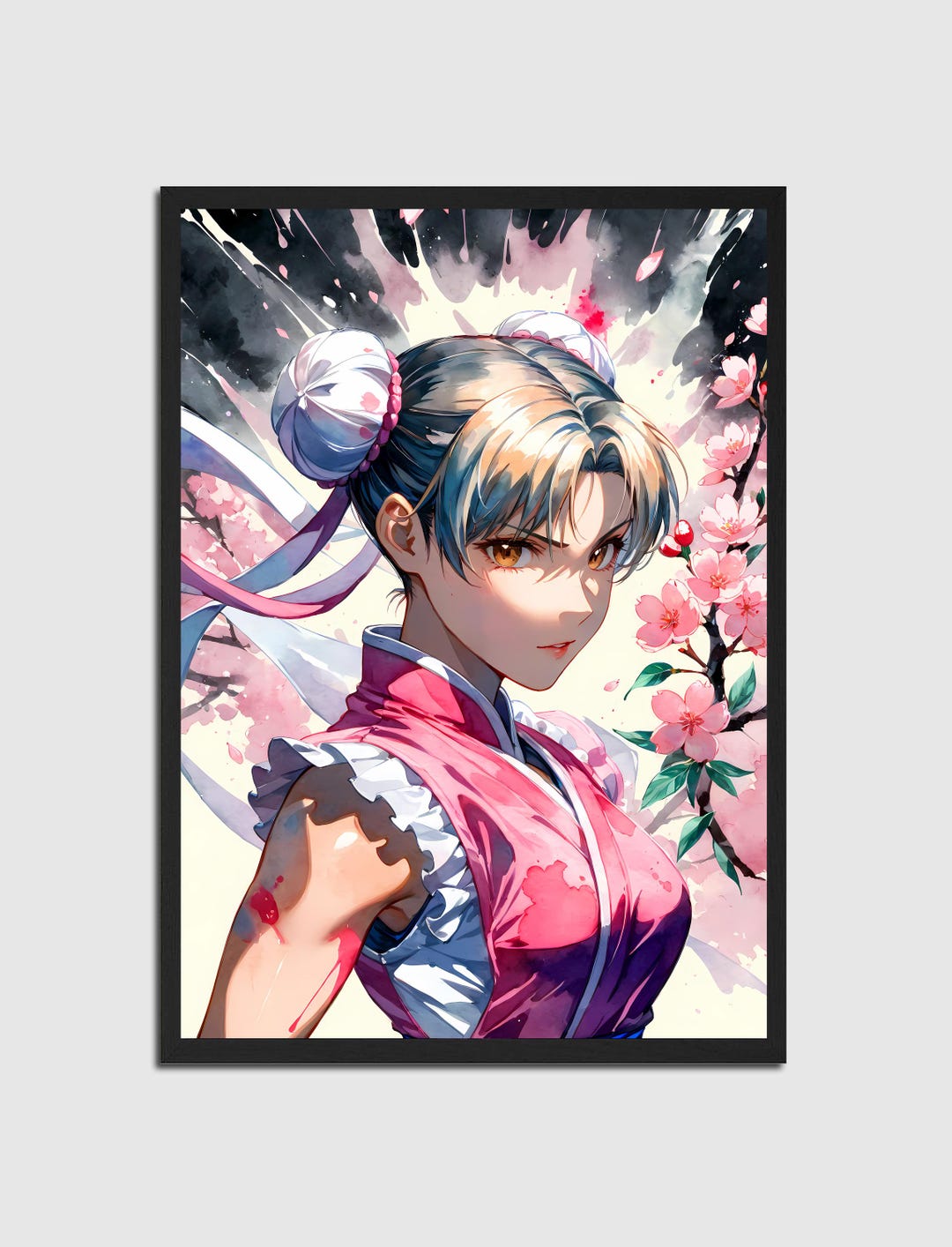 Chun Li Cherry Blossom Poster, Street Fighter, Design, Japanese Anime ...