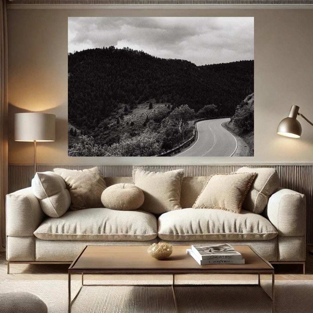 Black and White Mountain Wall Art Mountain Landscape Abstract Nature ...