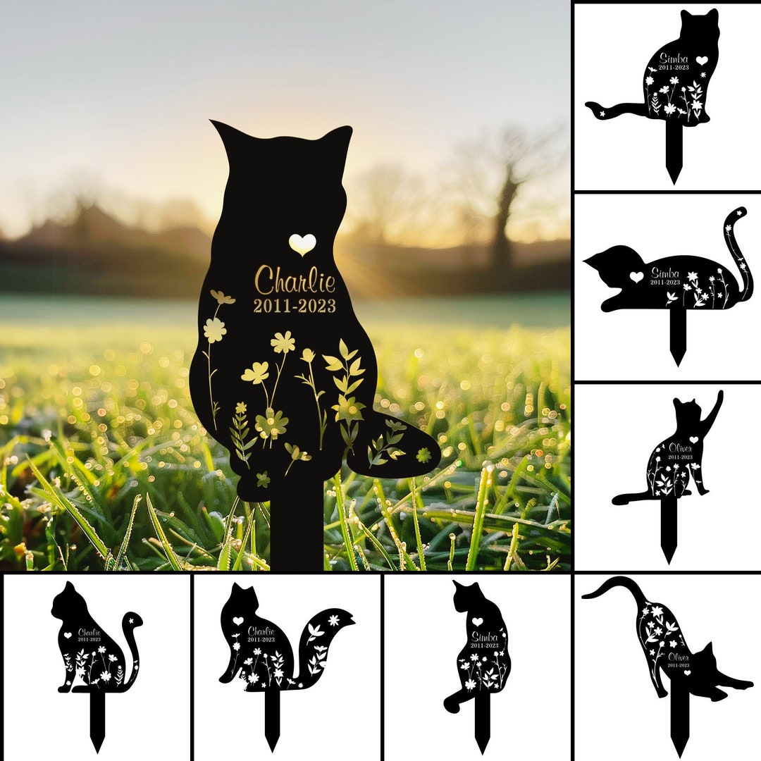 Personalized Cat Memorial Stake, Cat Grave Marker, Every Cat Breed ...