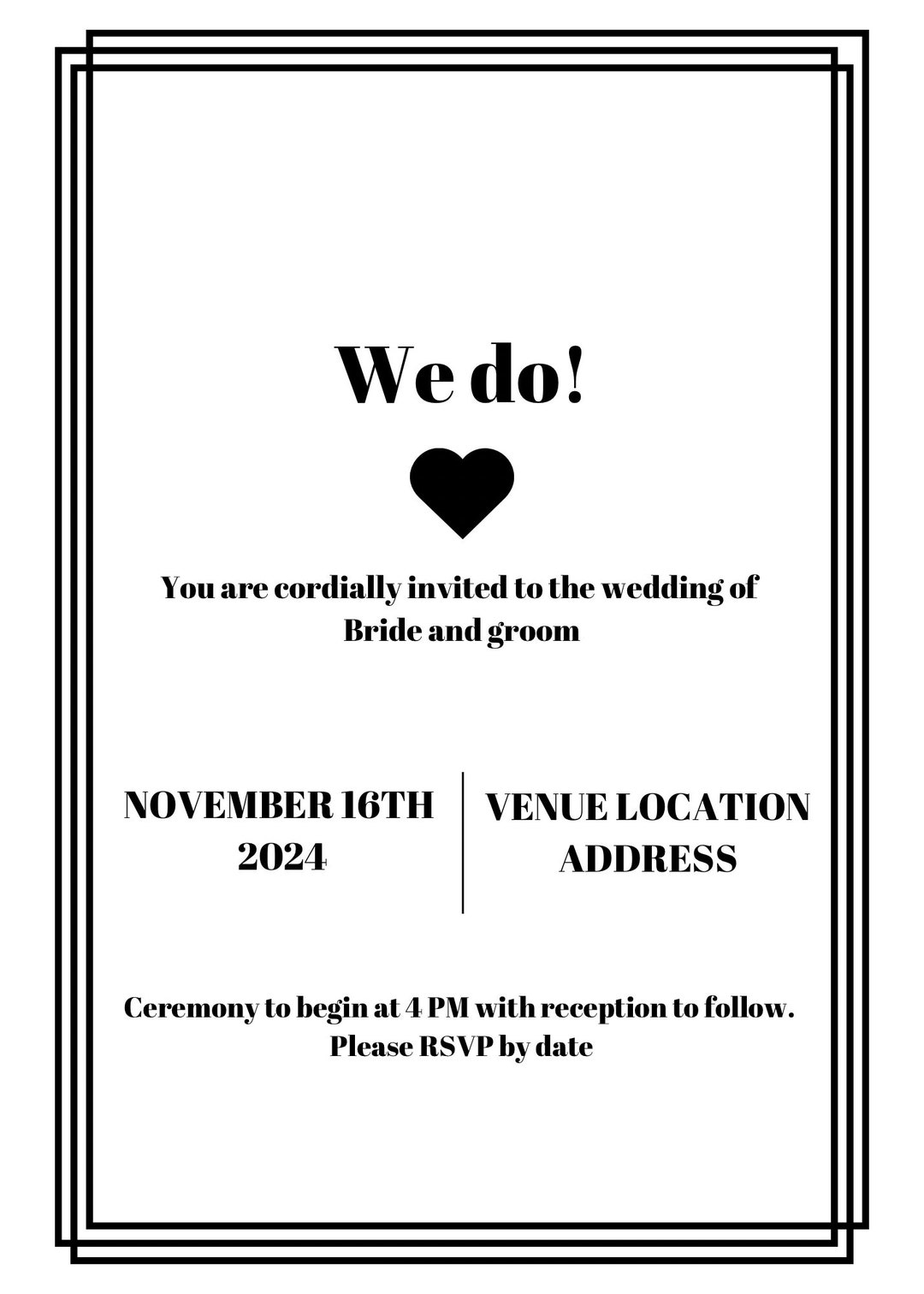 Wedding Invite Template 2 - Etsy
