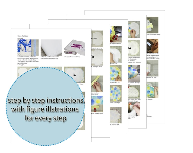 Pattern PDF Tutorial of Clam Shell Bag Step-by-step - Etsy