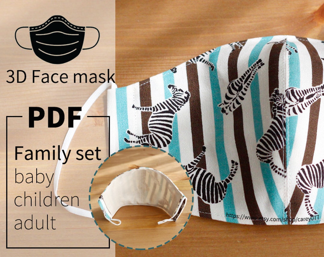 Pattern; 3D Face Mask Sewing Pattern;face Mask With Filter Pocket ...