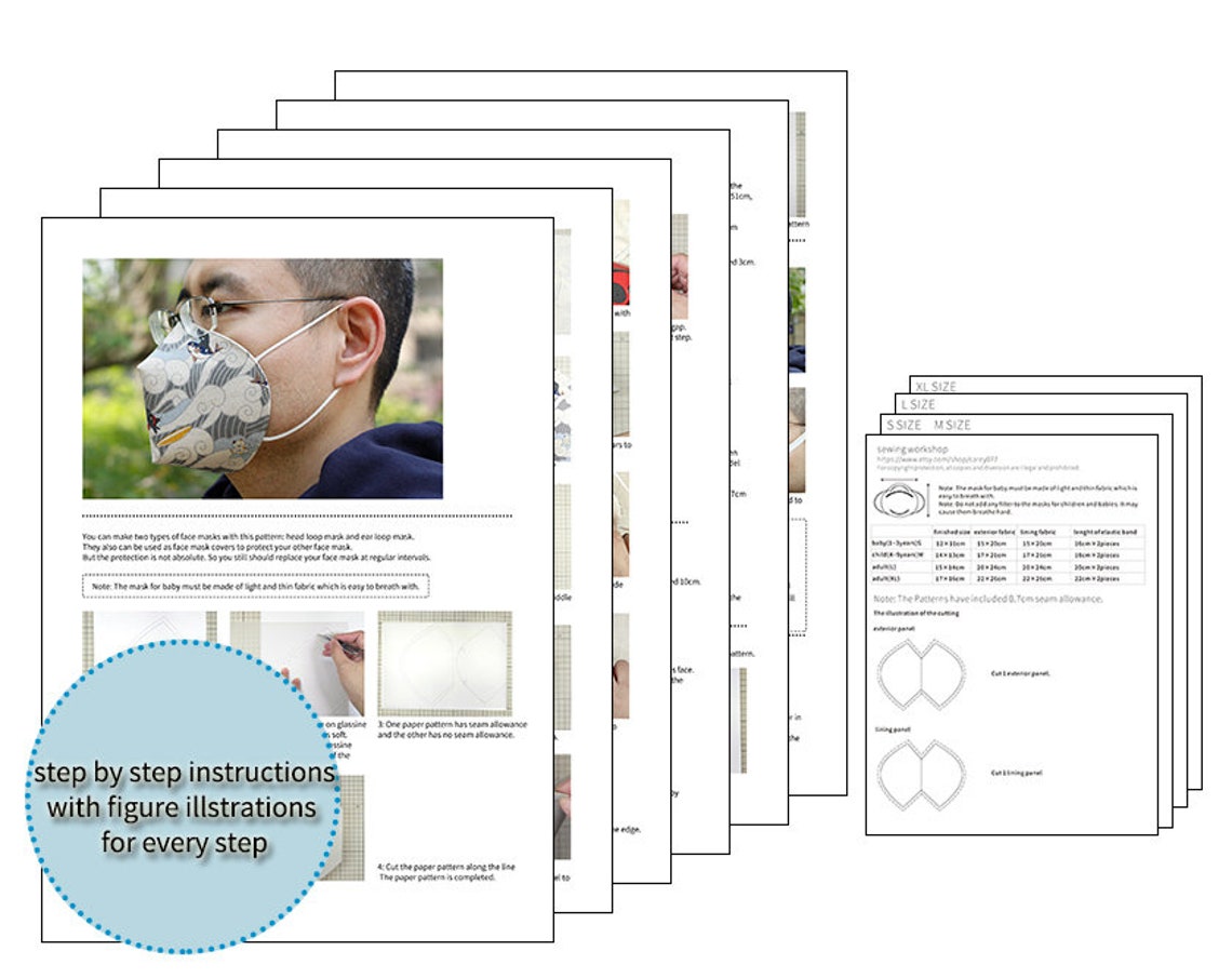 Pattern Tutorial3d Face Mask Cover With Head or Ear - Etsy