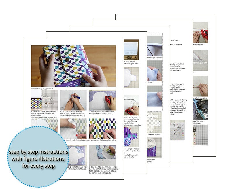 Pattern Face Mask Carrying Pouch Step by Step Instruction - Etsy Canada