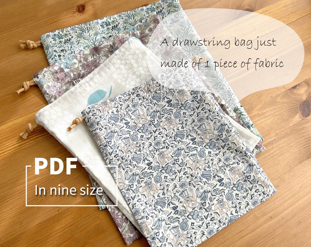 Pattern; PDF Tutorial of Drawstring Bag Made of Just 1 Piece of Fabric ...