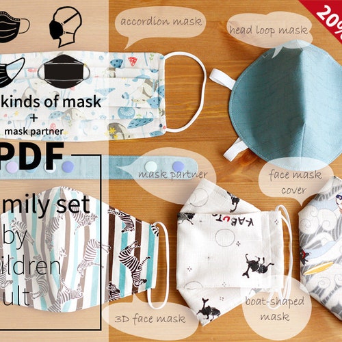 PDF Pattern Tutorial of 4 Types of Face Masks With Filter | Etsy