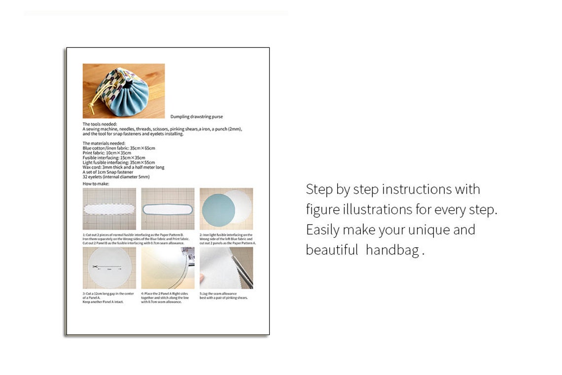 Pattern; Dumpling Drawstring Purse/bag/tutorials/pdf/patterns ...