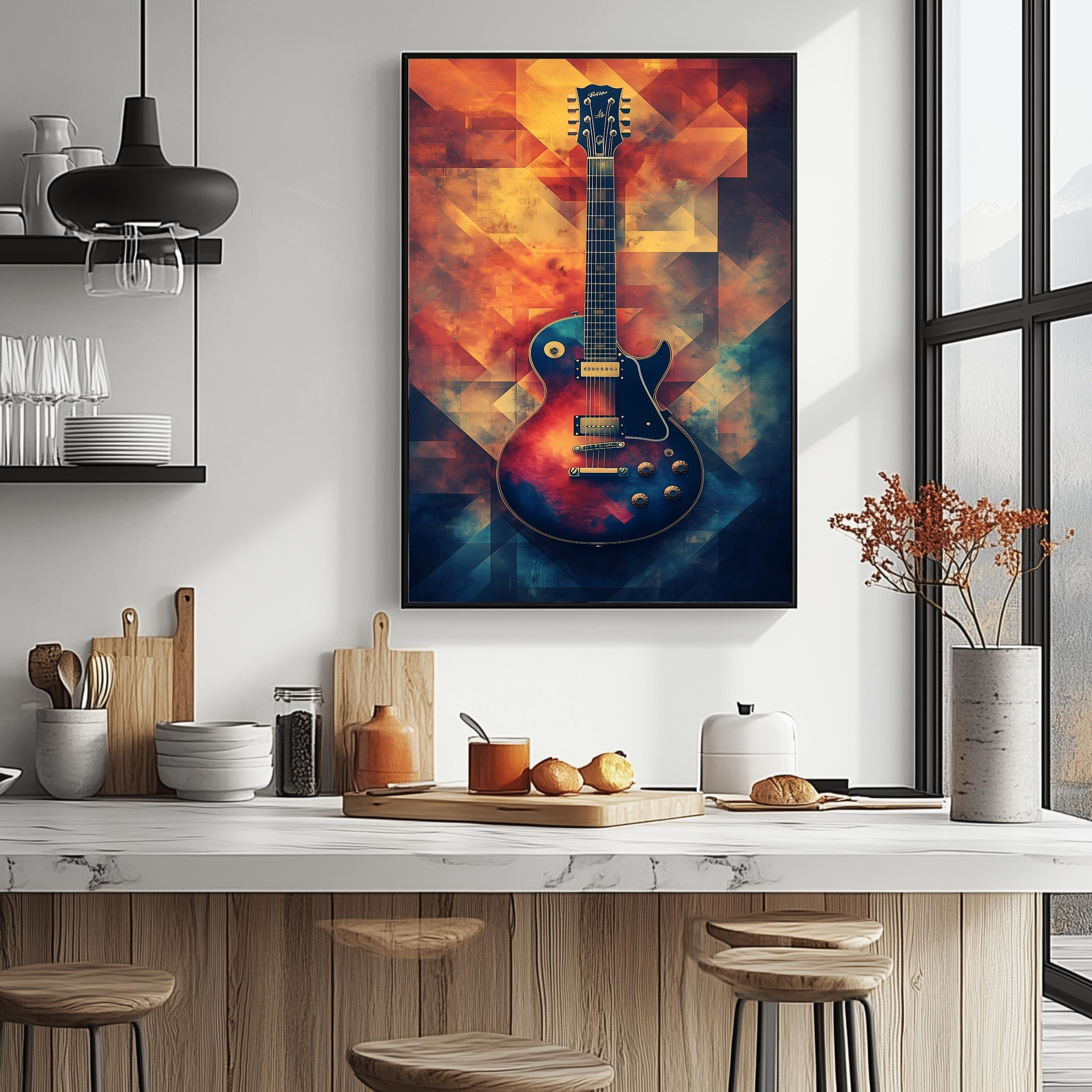 Abstract Guitar Wall Art Modern Guitar Wall Decor With Geometric ...
