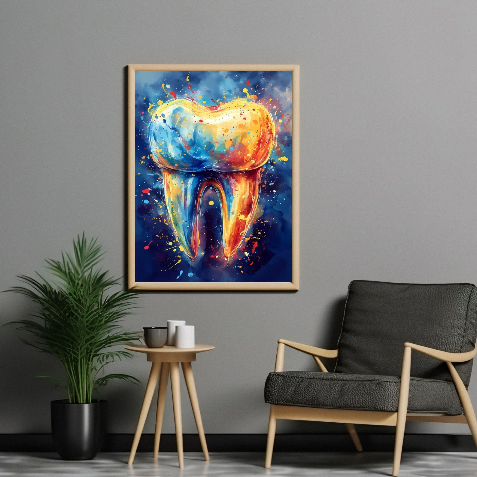 Colorful Tooth Art, Watercolor Tooth Print, Digital Dental Artwork ...