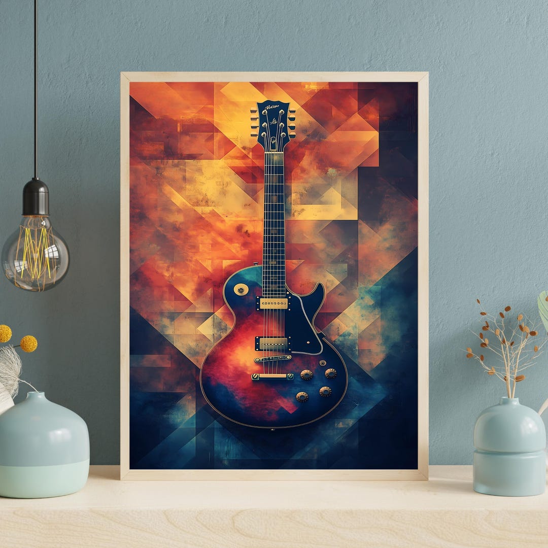 Abstract Guitar Wall Art Modern Guitar Wall Decor With Geometric ...