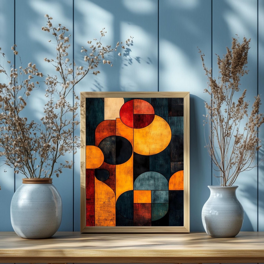 Retro Geometric Abstract Art, Modern Wall Decor Print, Retro Inspired ...