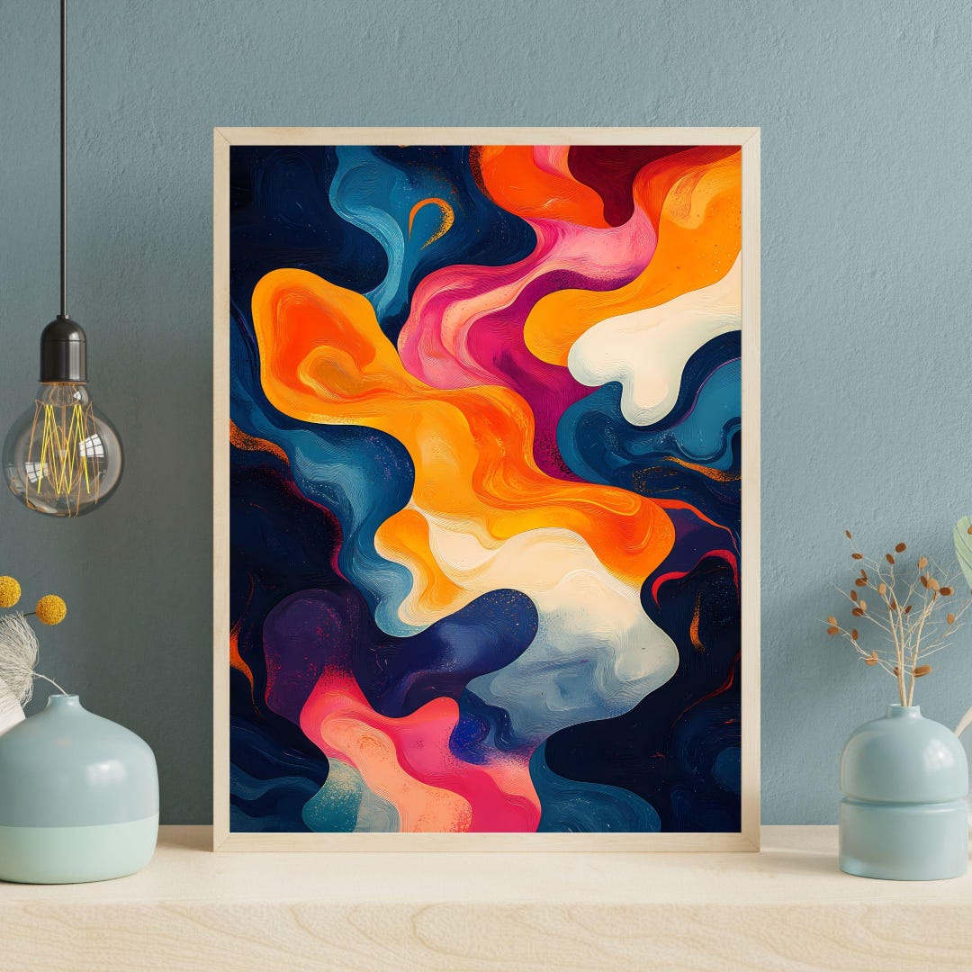 Colorful Abstract Wall Art | Printable Digital Flowing Decor | Modern ...