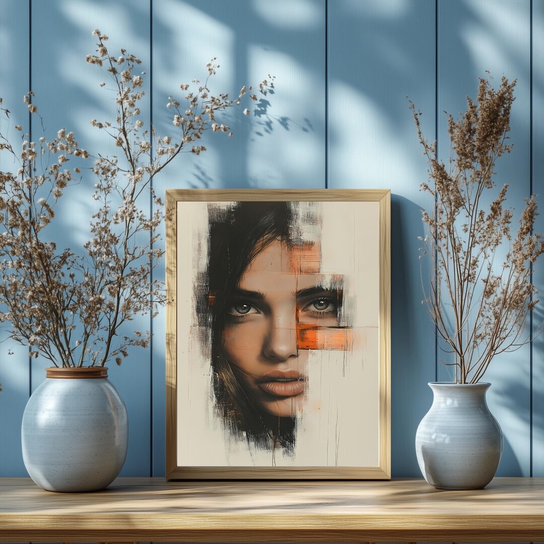 Abstract Female Portrait Print: Modern Textured Wall Art (digital ...