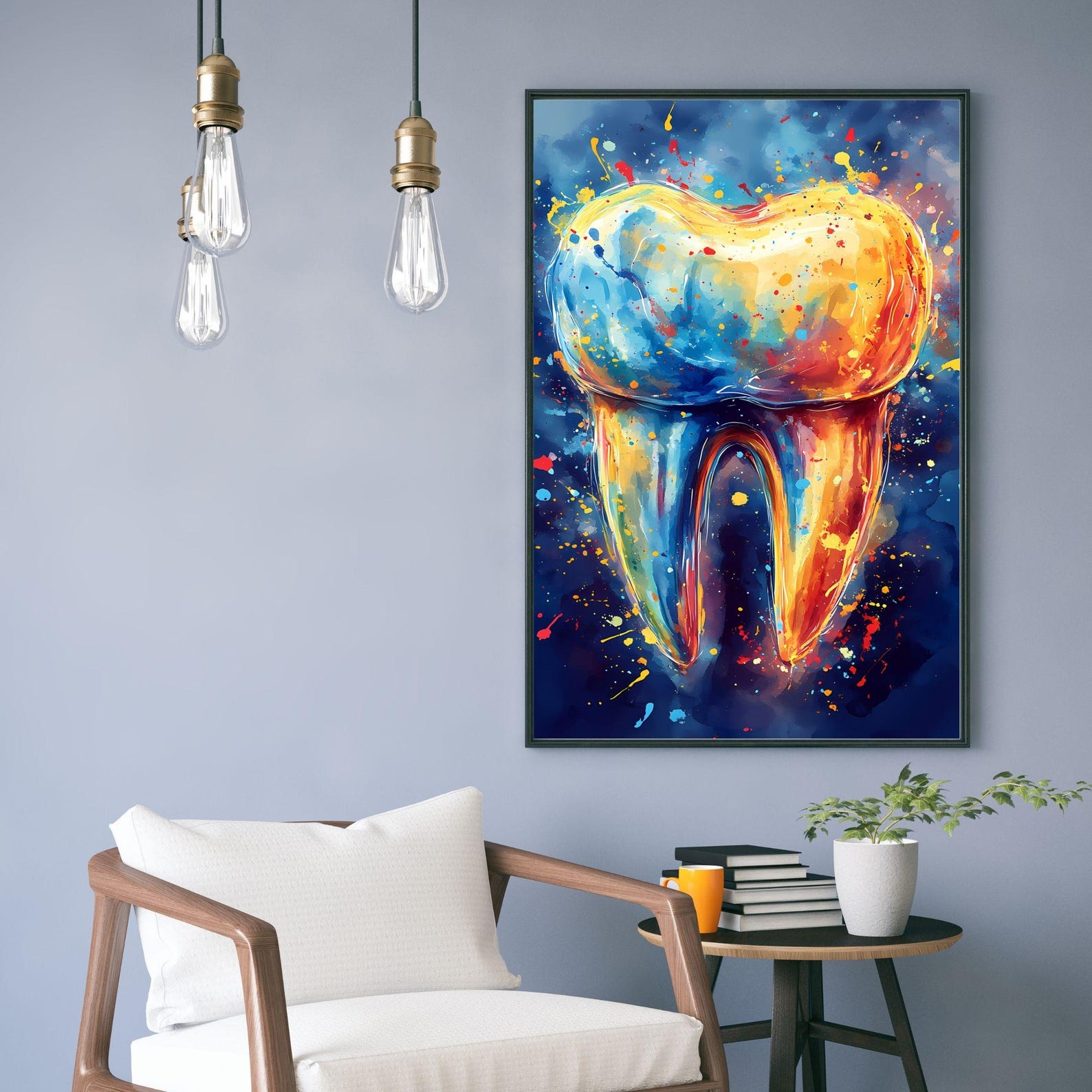 Colorful Tooth Art, Watercolor Tooth Print, Digital Dental Artwork ...