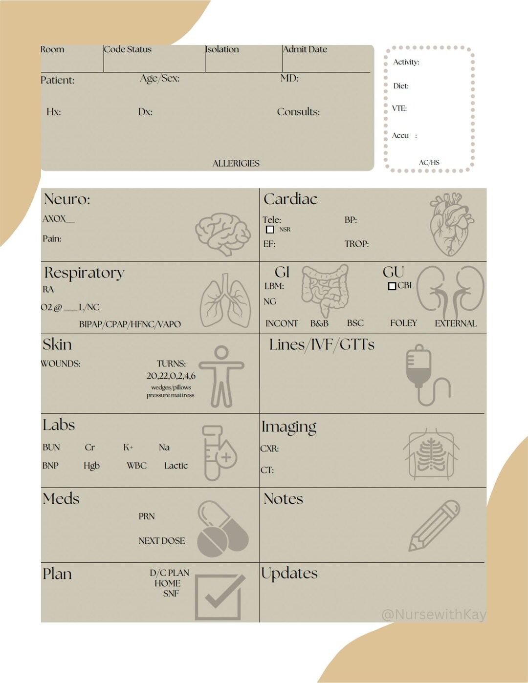 Cardiac/tele Report Sheet - Etsy