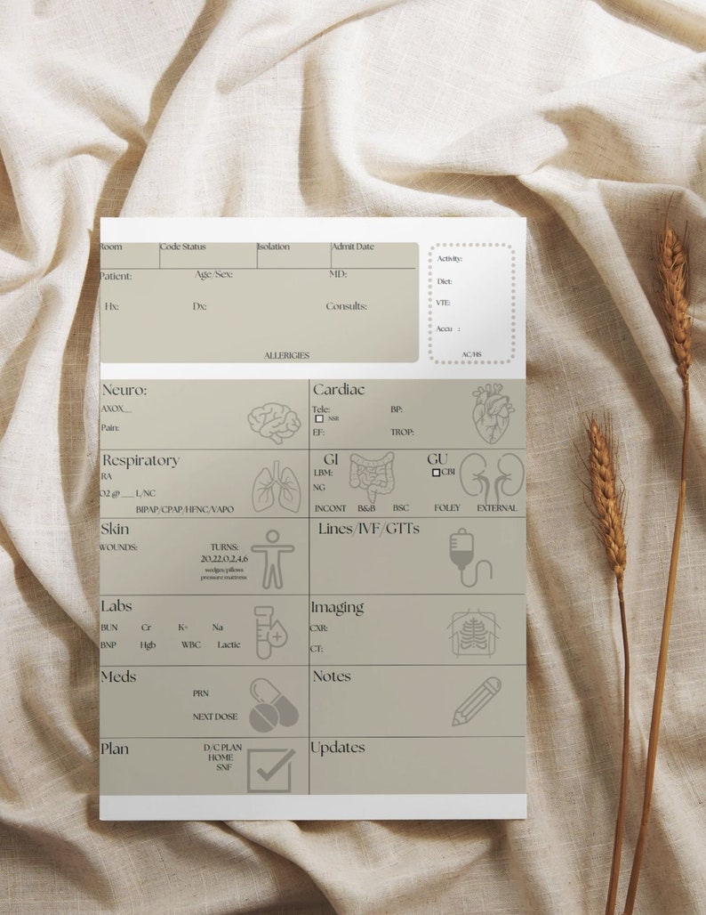Cardiac/tele Report Sheet - Etsy