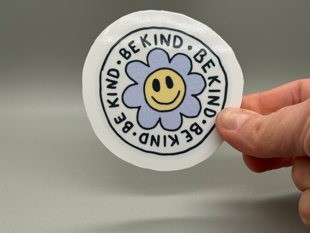 Be Kind Smiley Face Sunflower Sticker Laminated Vinyl 3-inch or 2-inch ...