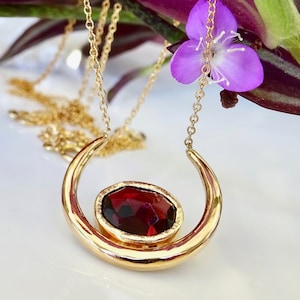 Lunar Eclipse Gemstone Necklace, Birthstone Mothers Pendant, Push Gift ...