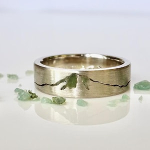 Mt Hood Mountain Ring, 7mm Mt Hood Summit Inlay Ring, Mt Hood Wedding ...