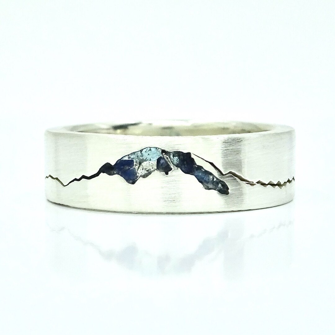 Mount Rainier Summit Ring 7mm Inlay Mountain Ring Mountain - Etsy