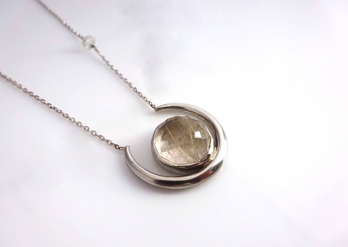 Lunar Eclipse Gemstone Necklace Birthstone Mothers Pendant - Etsy