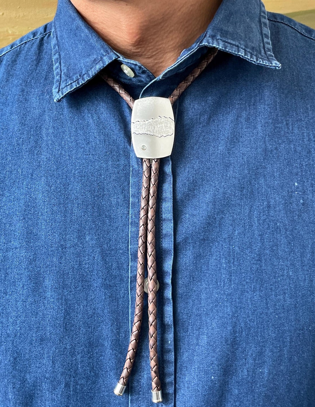 Custom Mountain Bolo Tie | Sterling Silver Western Bolos With Leather ...