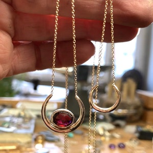 Lunar Eclipse Gemstone Necklace, Birthstone Mothers Pendant, Push Gift ...